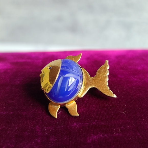 WRE | Jewelry | 2k Gold Filled Scarab Fish Brooch | Poshmark